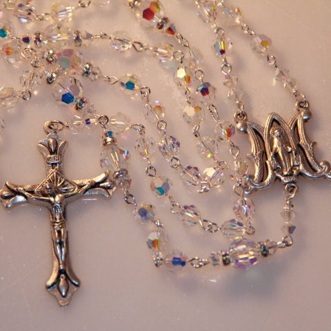 Catholic Swarovski AB Crystal Rosary Beads