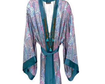 Teal satin robe | Etsy