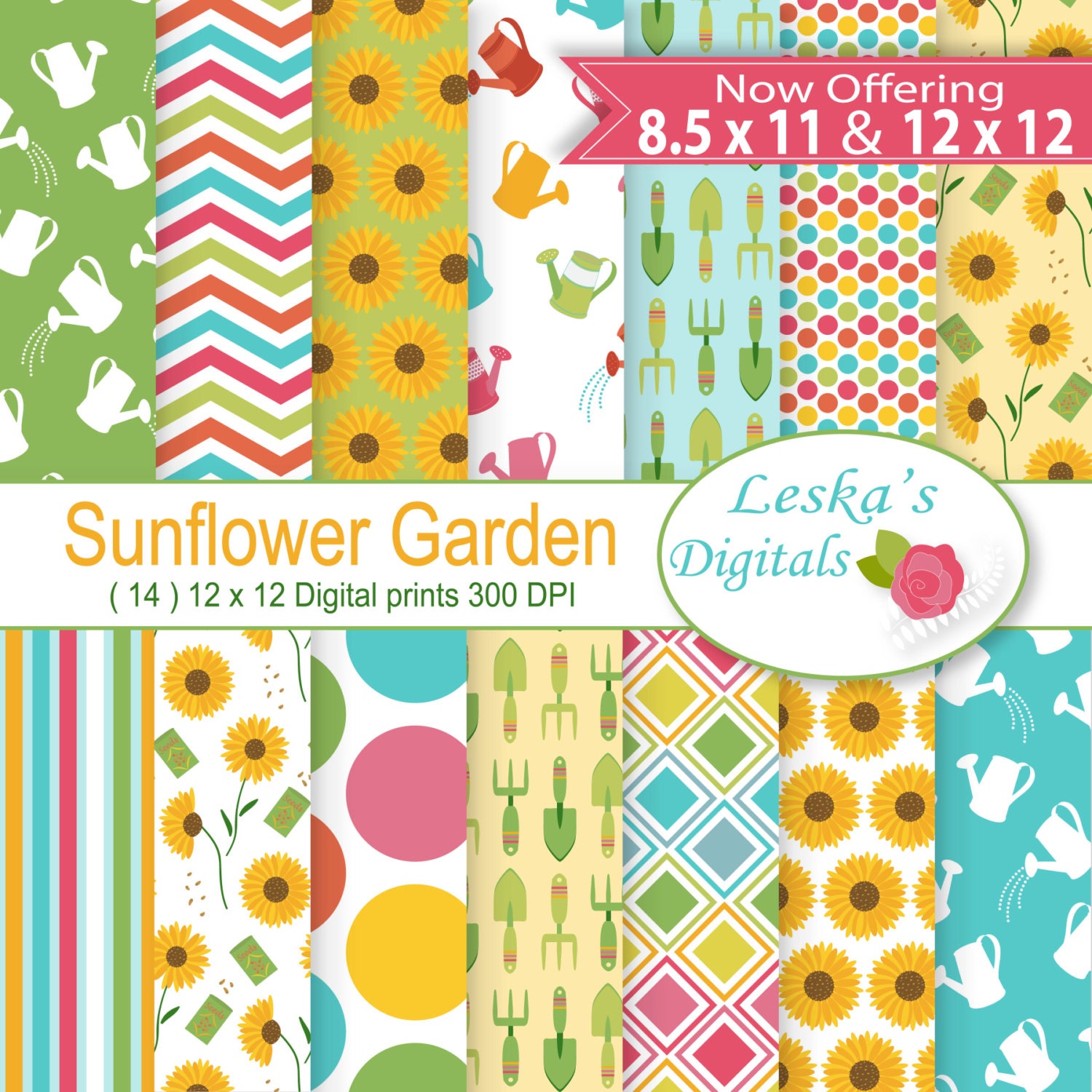 Spring digital paper: Garden Scrapbook Paper