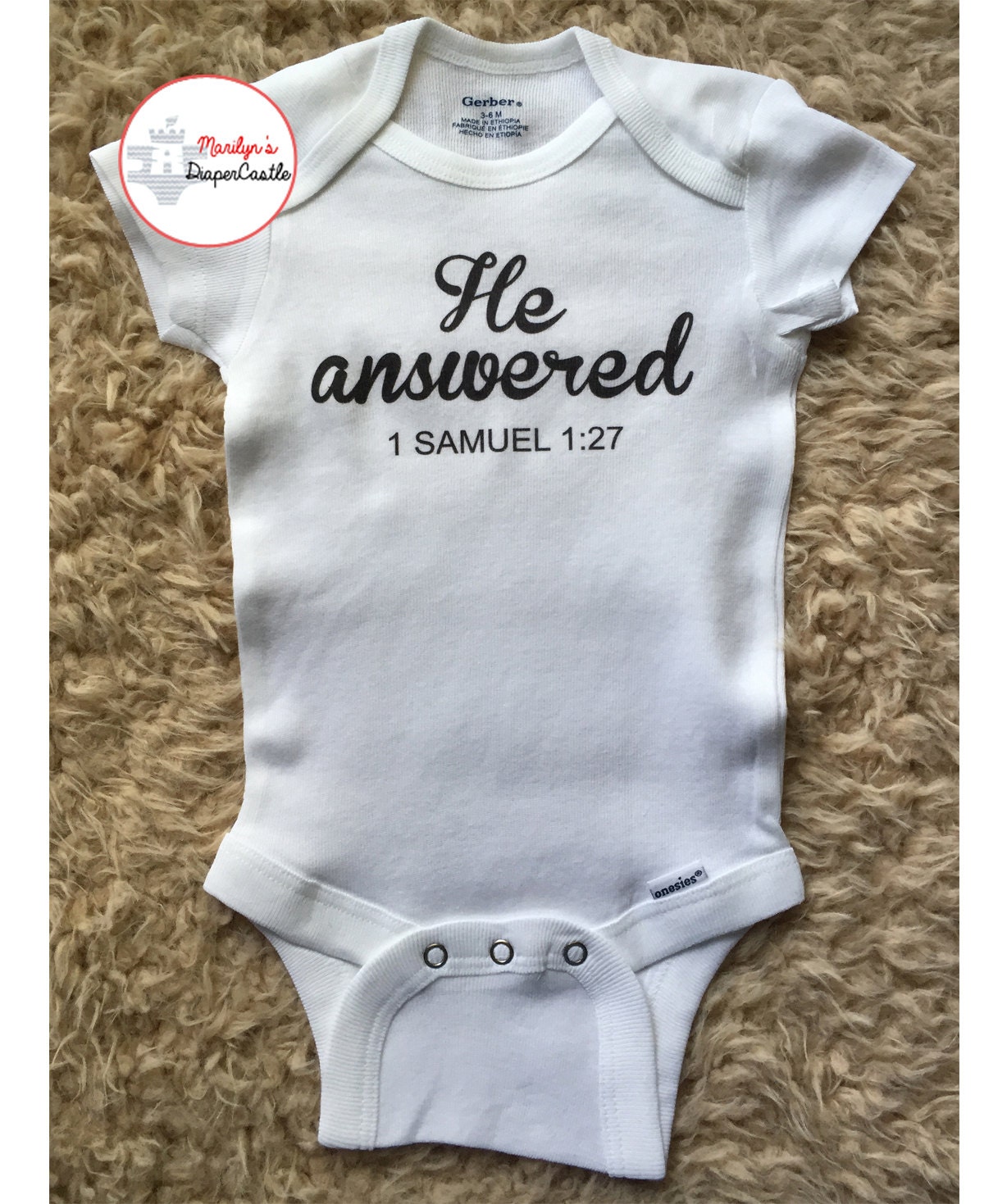 He Answered Baby Onesie Christian Baby Onesie Bible Verse He Answered Baby Onesie Christian Baby Onesie Bible Verse