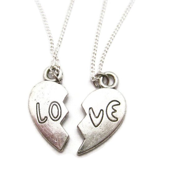 Love Necklace Set Split Heart Necklace Set Best Friends