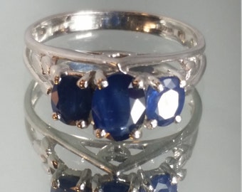 3 sapphire ring | Etsy