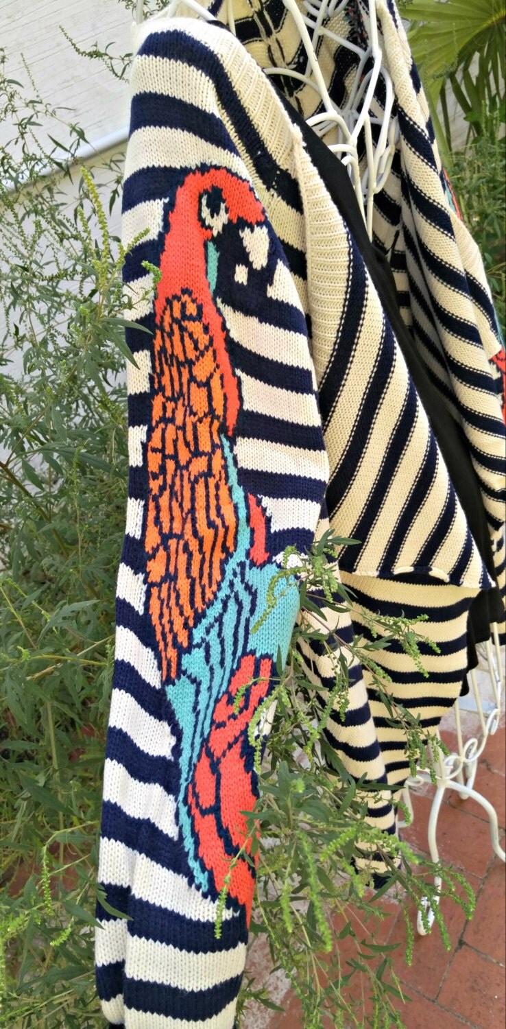 Parrot Sweater Macaw Parrot Cardigan Sweater Striped