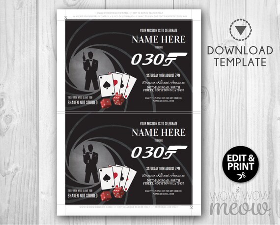 Secret Agent Invitation Spy Party Invite INSTANT DOWNLOAD