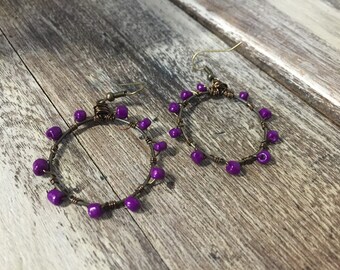 Purple hoop earrings | Etsy