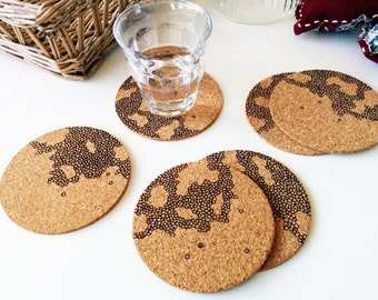 Wooden Cork Coasters Rustic Wooden Coasters Round Trivets
