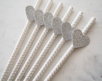 Silver paper straws | Etsy