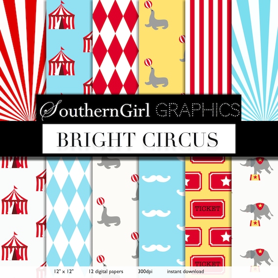 Bright circus digital paper: BRIGHT CIRCUS by SouthernGirlGraphics