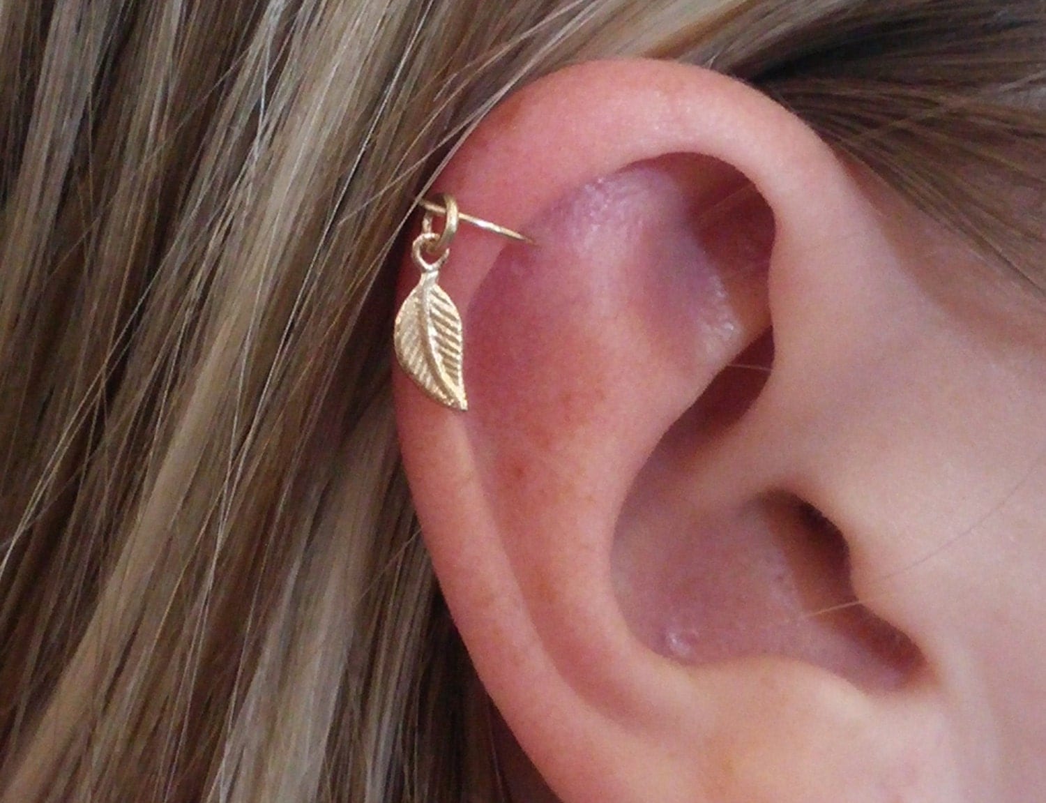 Helix earring Feather cartilage earring Leaf cartilage
