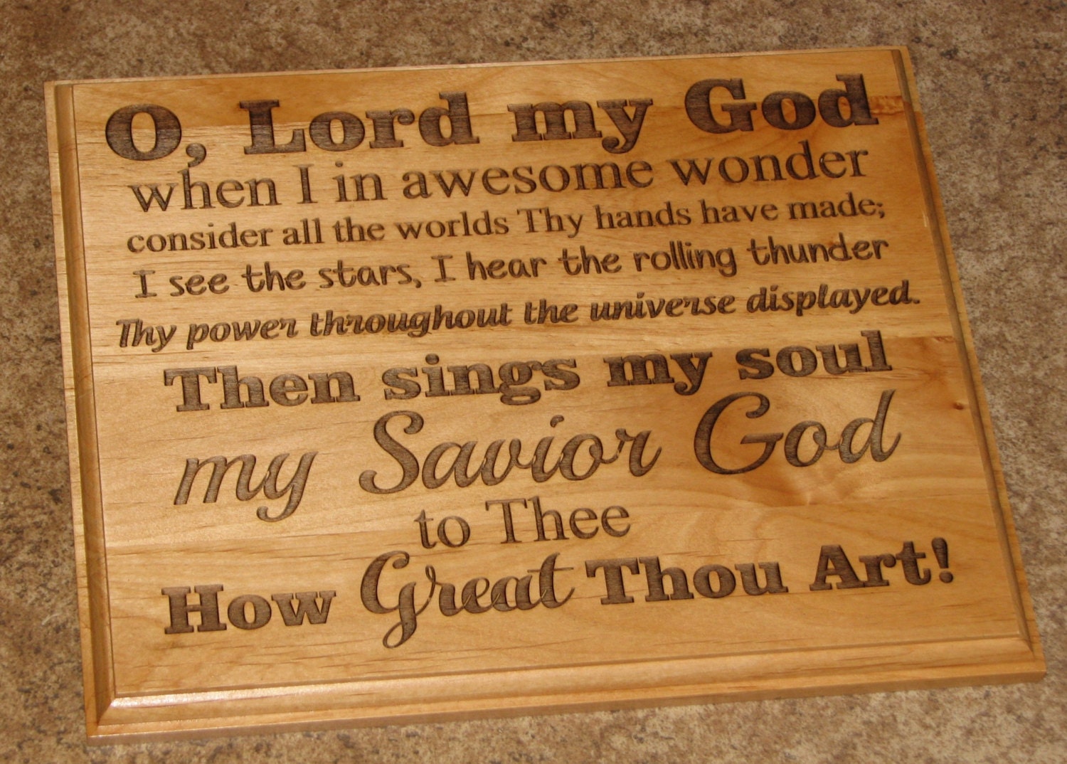 Laser Engraved Wood Plaque How Great Thou Art Christian laser-engraved-wood-plaque-how-great-thou-art-christian