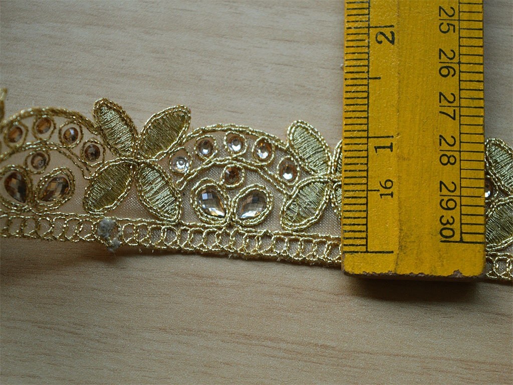 Gold Kundan Lace Stone Work Border By Yard Gold Gota Patti