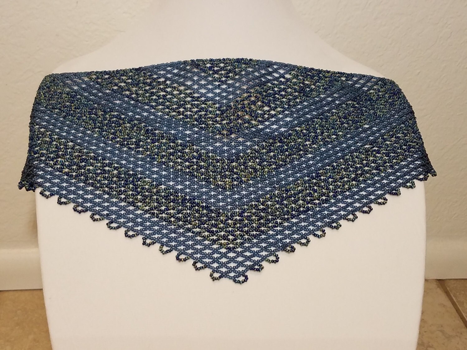 Chevron Beaded Netted Scarf Pattern Wide Lines by DMDesignsByDeona