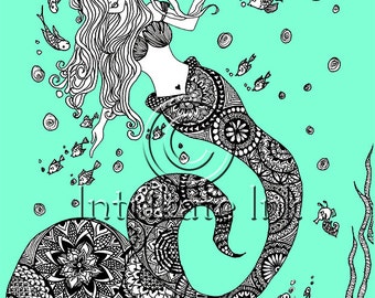 Zentangle mermaid | Etsy