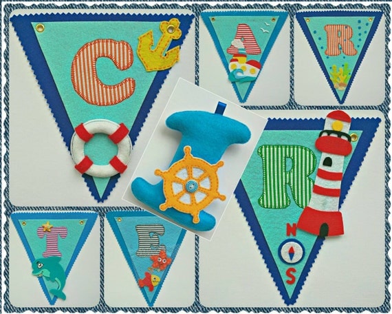 Nautical Name Birthday Party Banner Little Sailor Name