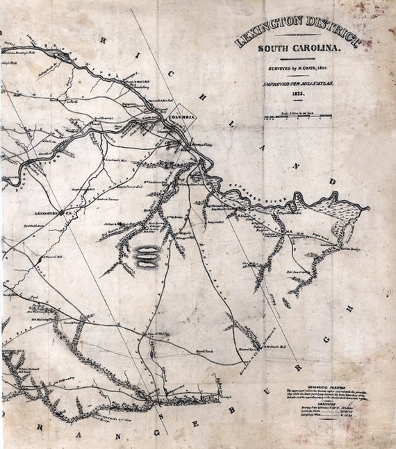 1825 Map of Lexington County South Carolina