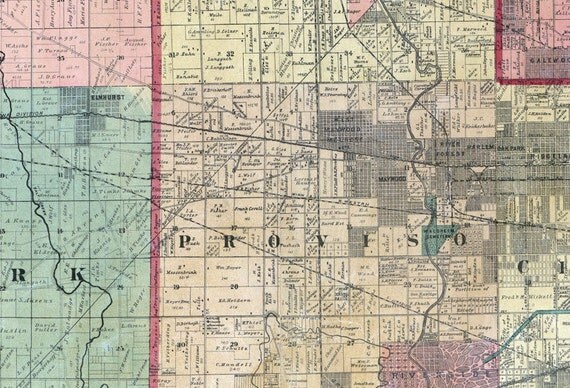 1890 Farm Line Map of Cook and Dupage by GenealogicalSurveyor