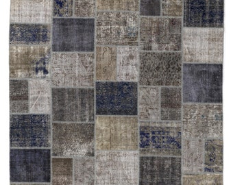 Gray patchwork rug | Etsy