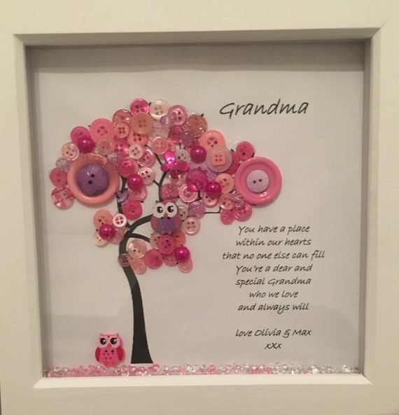 Button art blossom tree poem mum sister nan dad grandma