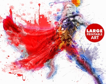 Items similar to Thor Print Superhero Avengers Poster Abstract Nursery ...