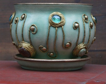 Turquoise planter | Etsy