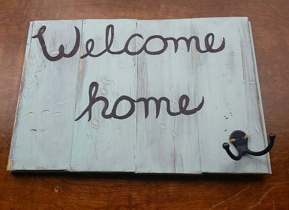 Welcome Home Key Hook by SamsDistressedMess on Etsy