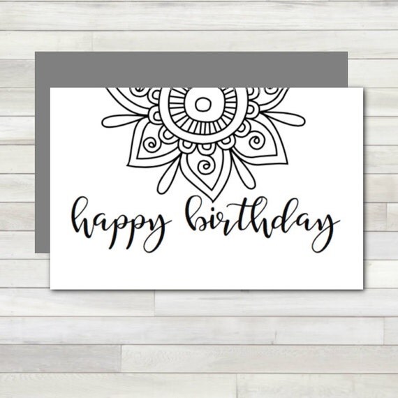 Greeting Card Happy Birthday Mandala Printable by RosebudPrintCo