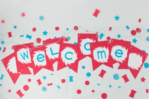 Items similar to Dr. Seuss Themed "Welcome" Sign - 9 pieces on Etsy