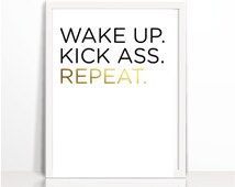 Unique wake up kick ass related items | Etsy