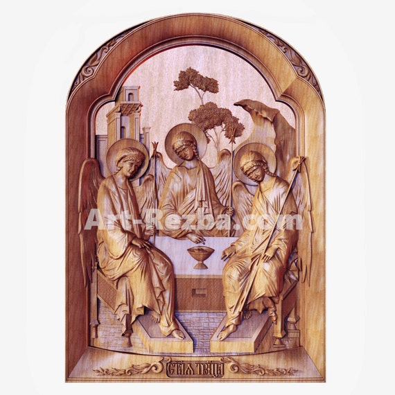 Holy Trinity 2 3D Art Orthodox Wood Carved religious icon