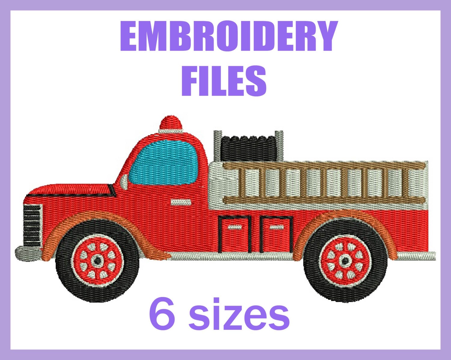 Old Fire Truck Design for Embroidery Machine Digital Graphic