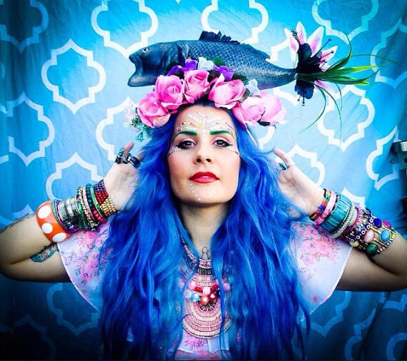 Quirky Fish headdress fashion headpiece head by rainbowmoonvintage