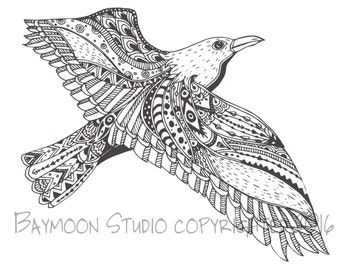 Unique zentangle bird related items | Etsy