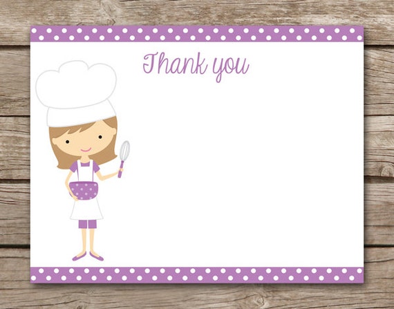 PRINTABLE Chef Party Thank you Cards by PaperHouseDesigns