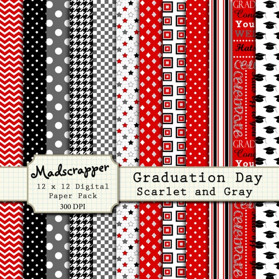 Digital Scrapbook Paper Graduation Day Scarlet and by madscrapper