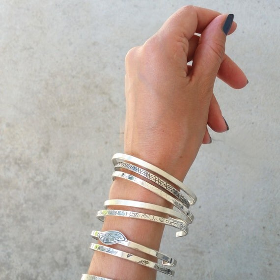 Unisex Sterling Silver Cuff Bracelet Bangle Bracelet Diamond