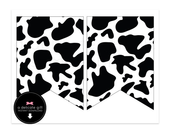 INSTANT DOWNLOAD Cow Print Banner Farm Barn Yard party