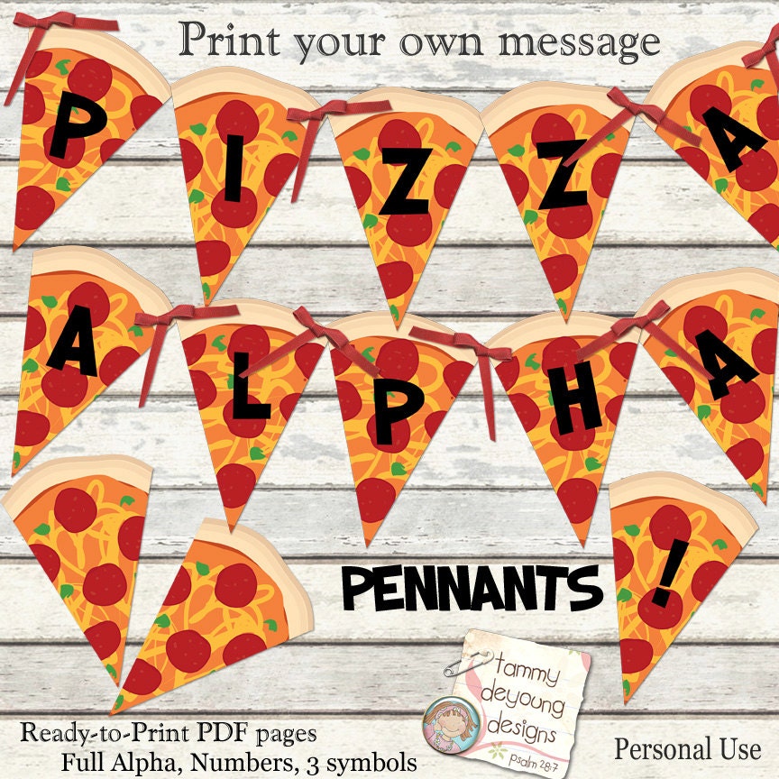 Pizza Party Banner Printable Pizza Alphabet Garland Print