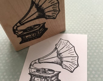 Small Old Dial Phone Rubber Stamp 4791 by 100ProofPress on Etsy