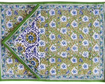 Hand Block Printed Tablecloth Russian Paisley Red by Inkandblock