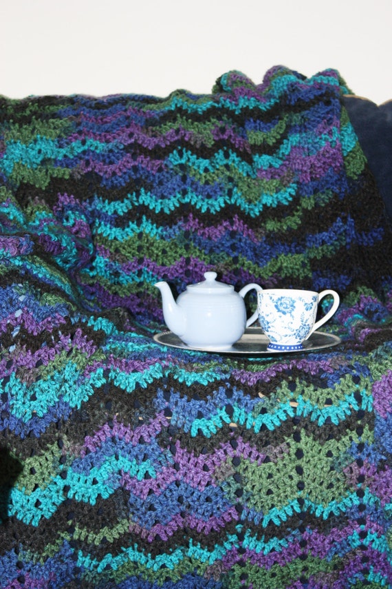 Northern lights afghan blanket multi-colored throw