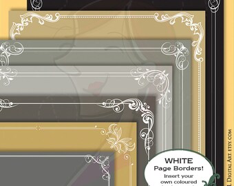 Page Borders Frames Black 8 x 11 Rectangle Digital VECTOR