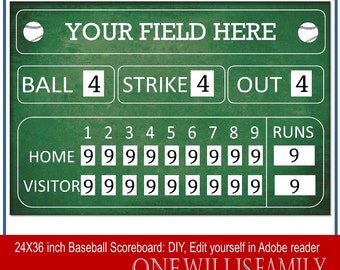 Baseball scoreboard | Etsy