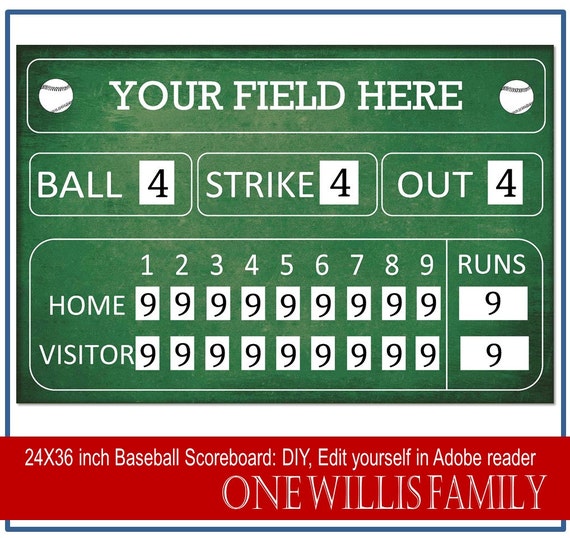 DIY Baseball Scoreboard: Baseball birthday party decoration