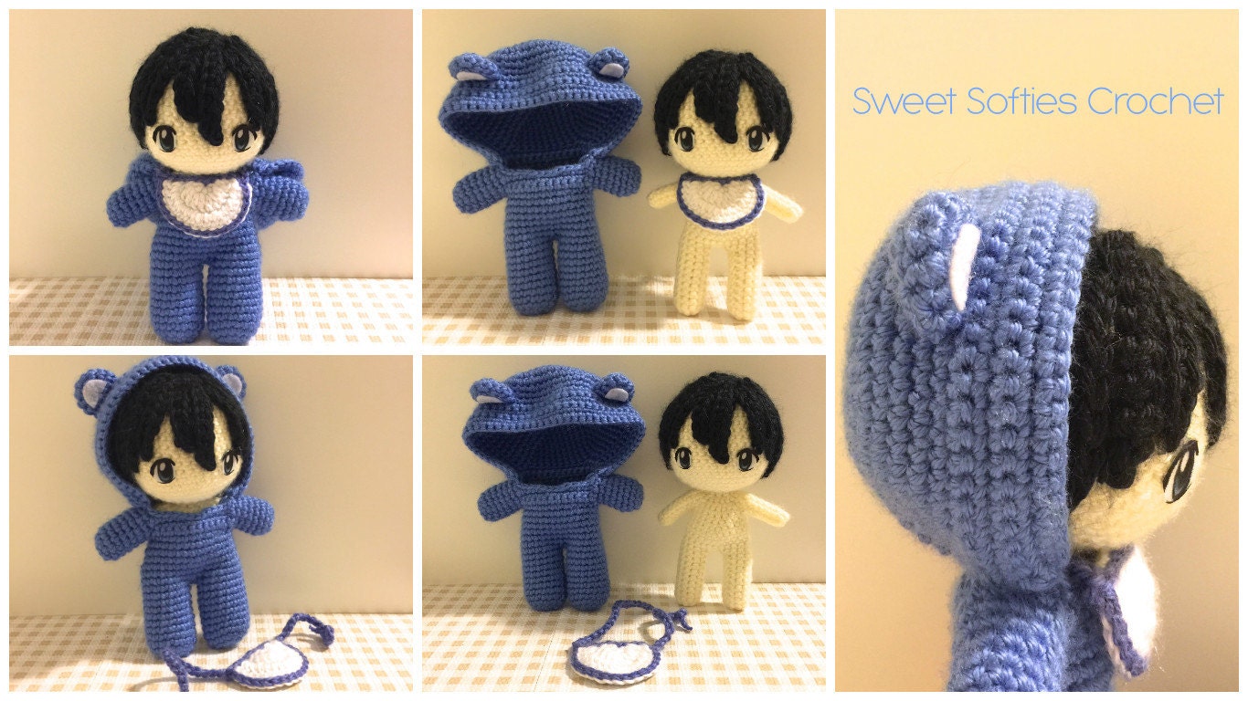 Baby in Bear Onesie Amigurumi Crochet Japanese Anime Doll