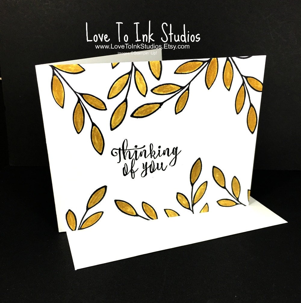 Thinking Of You Greeting Card Handstamped Thinking Of You