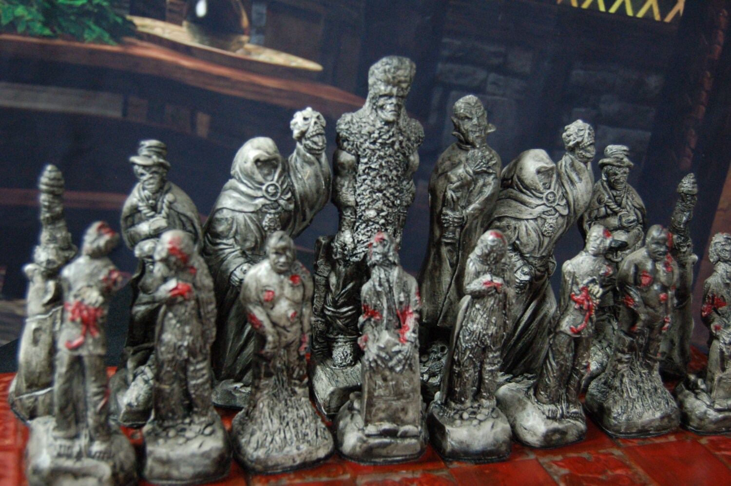 Ready to ShipVERY LARGE Gothic Horror Chess Set Piece