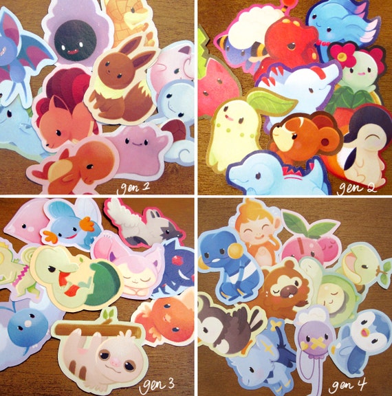 Choose your own pokemon sticker team by EnnemmeDarlings on Etsy