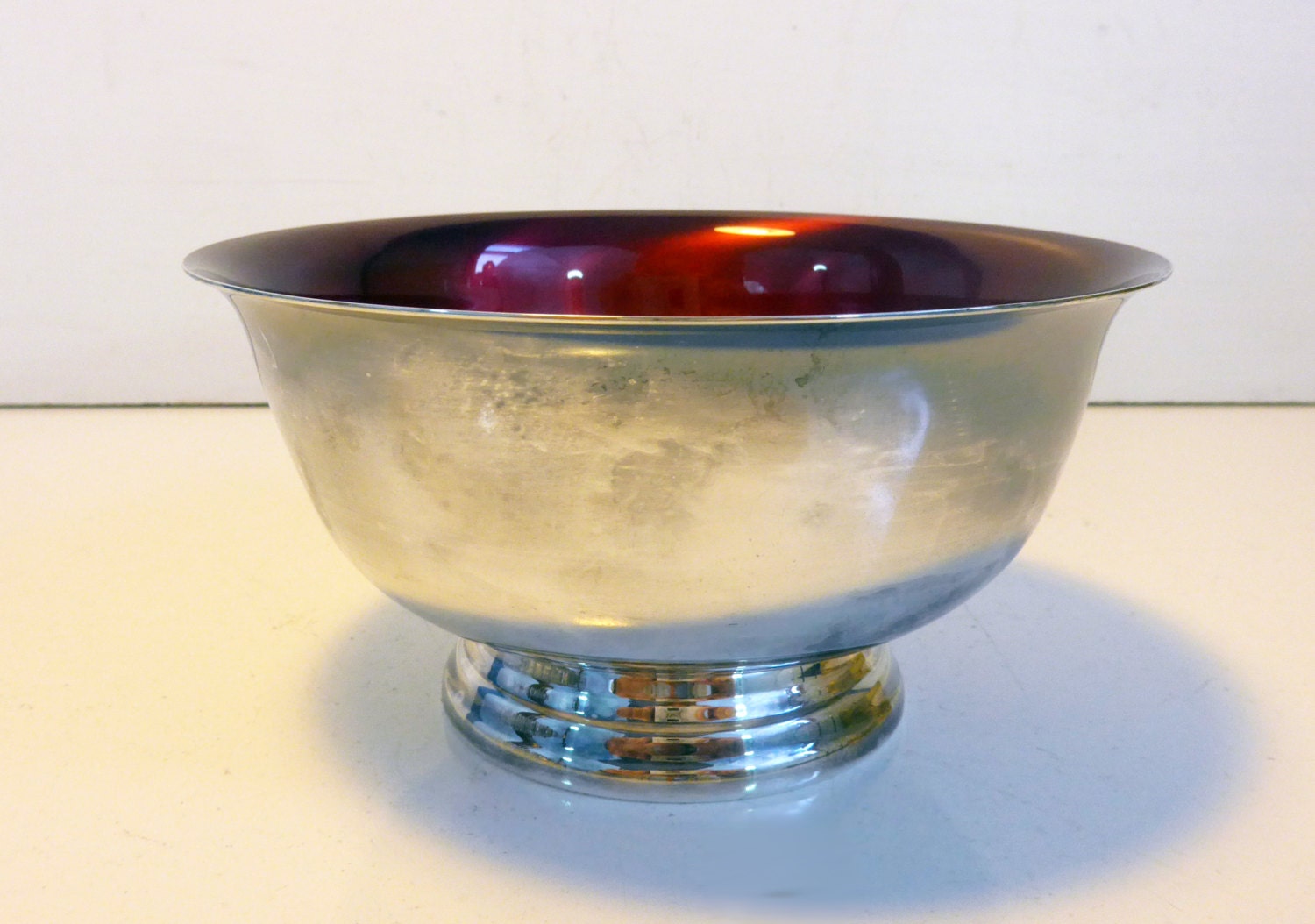 Silver plate Bowl Vintage Paul Revere Silverplate Red Enamel - Mid ...