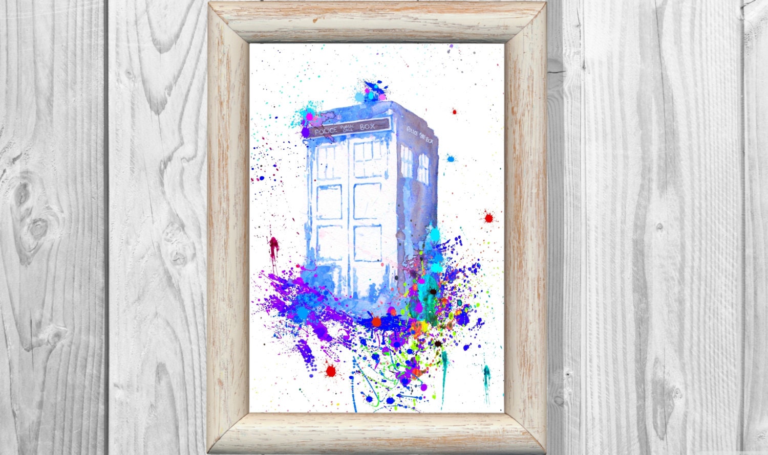 Tardis Doctor Who Watercolor illustrations Art Print Giclee