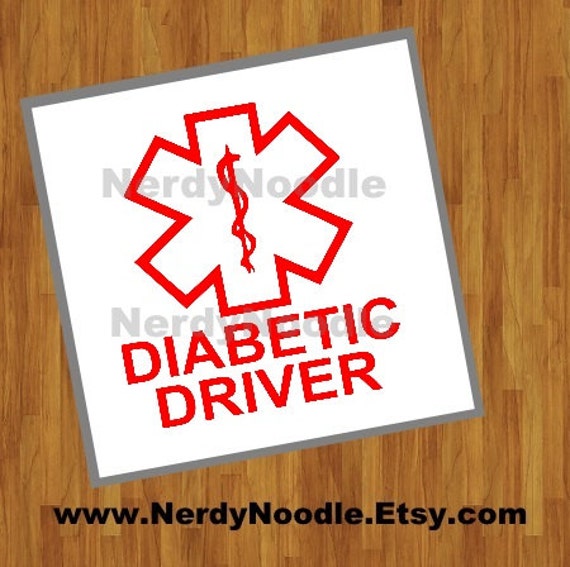 Diabetic Driver Car Decal Diabetic Decal Alert by NerdyNoodle